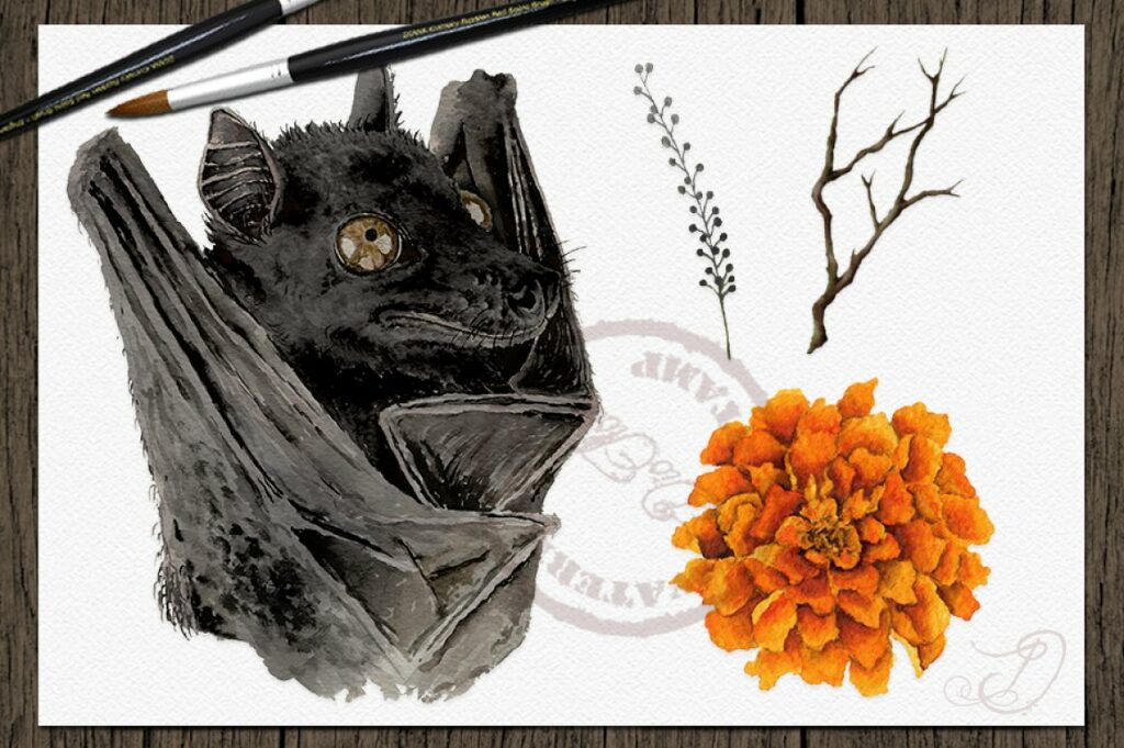Halloween Bat Watercolor Clip Art – MasterBundles