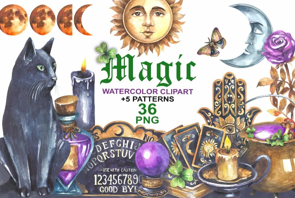 Magic Watercolor Clipart - MasterBundles
