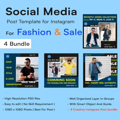 Sale & Fashion - Social Media Post Bundle Tamplates for Instagram ...
