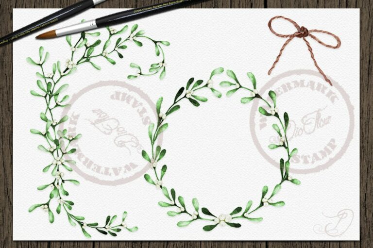 Mistletoe Watercolor Clip Art – MasterBundles