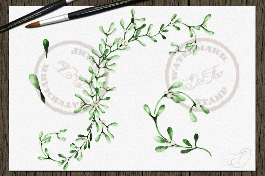 Mistletoe Watercolor Clip Art – MasterBundles