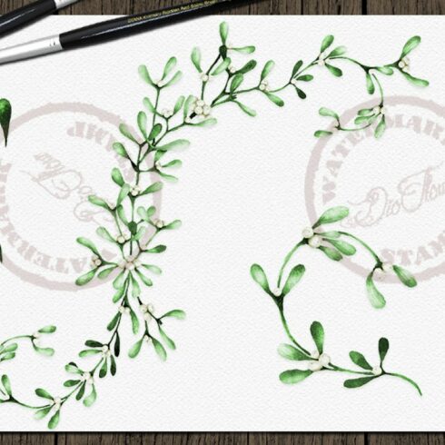 Mistletoe Watercolor Clip Art | Master Bundles