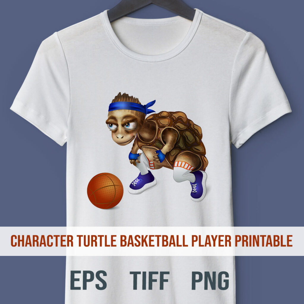 Funny character turtle basketball player - MasterBundles