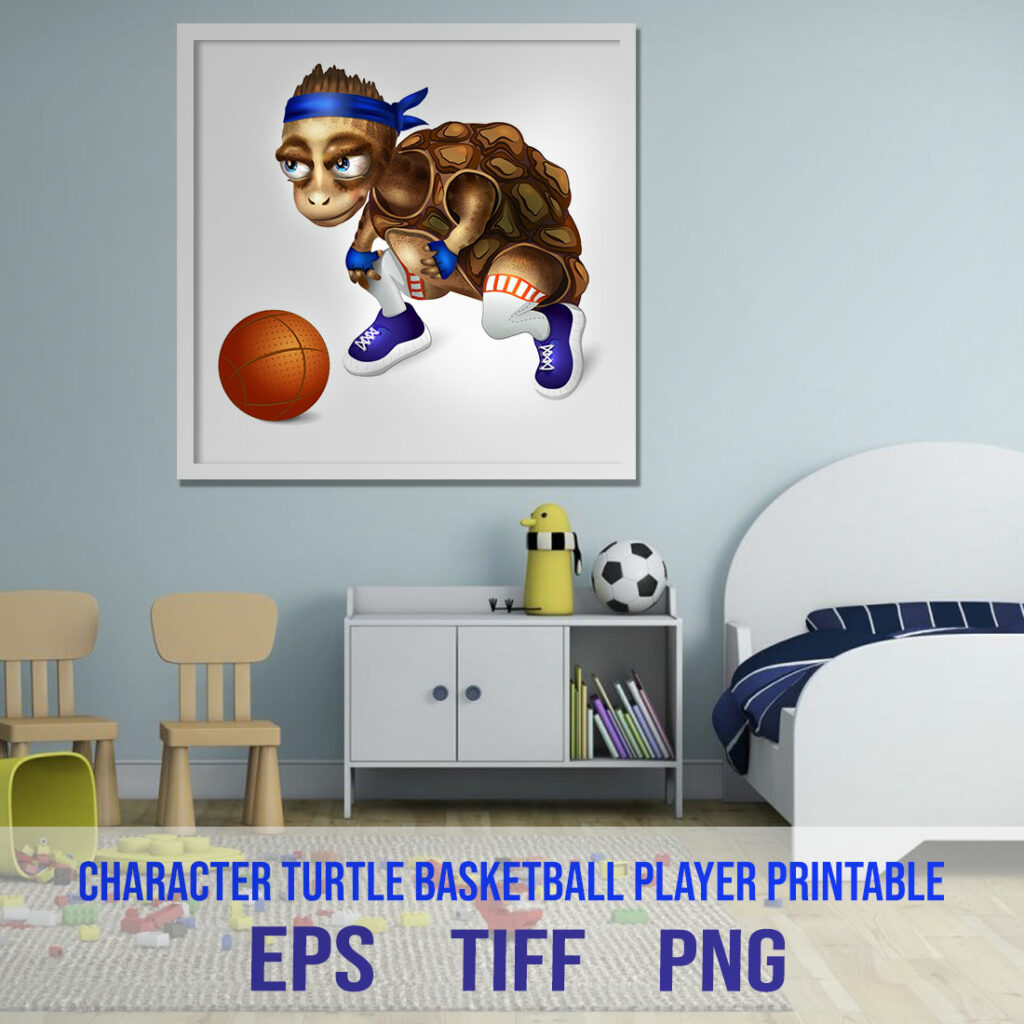 Funny character turtle basketball player - MasterBundles