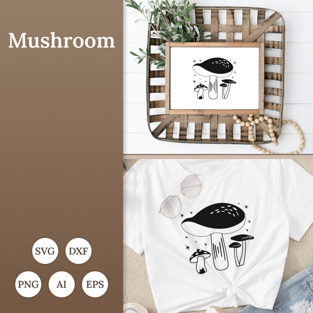 Mushroom AI, SVG, EPS, DXF, PNG – MasterBundles
