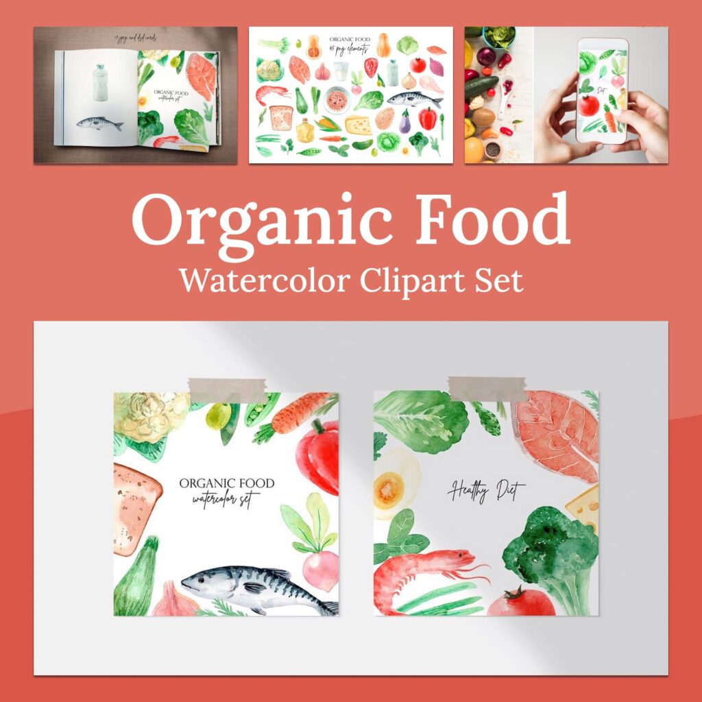 Organic Food. Watercolor Clipart Set – MasterBundles