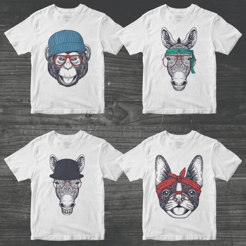 40 T-shirt designs Animals hand drawn - MasterBundles