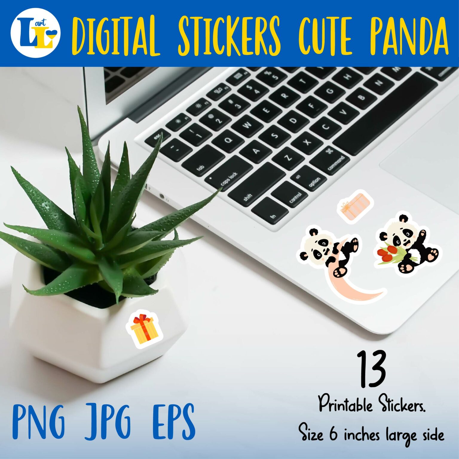 Cute panda digital stickers Bundle|Printable stickers - MasterBundles