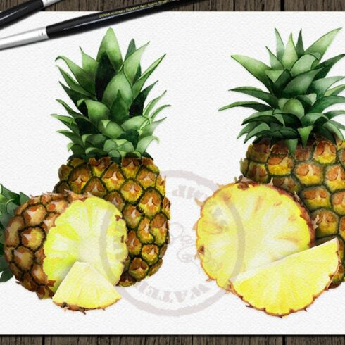Pineapple Watercolor Clip Art | Master Bundles