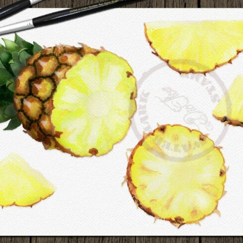 Pineapple Watercolor Clip Art | Master Bundles