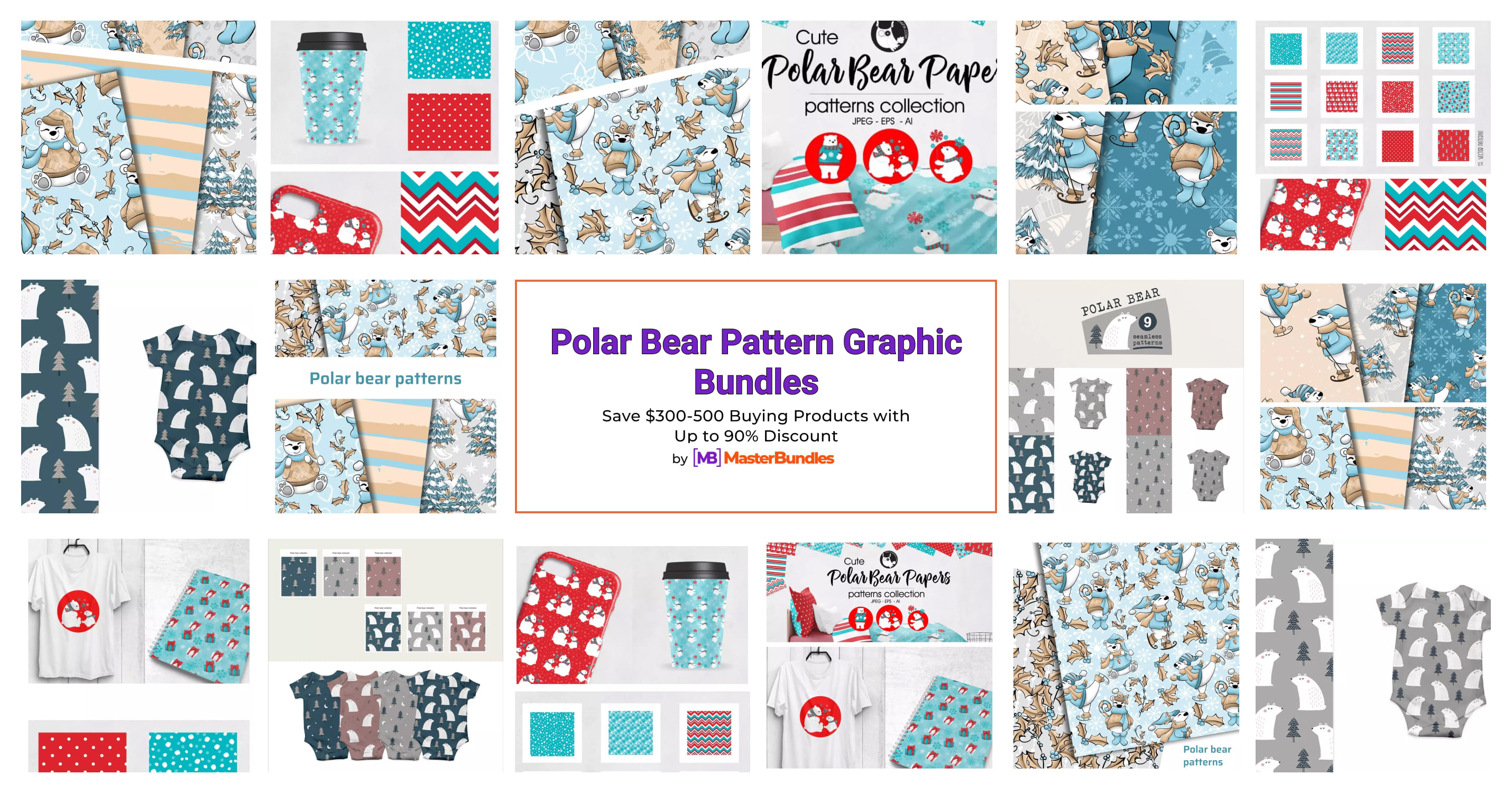 3+ Polar Bear Pattern Graphic Bundles for 2025 - MasterBundles