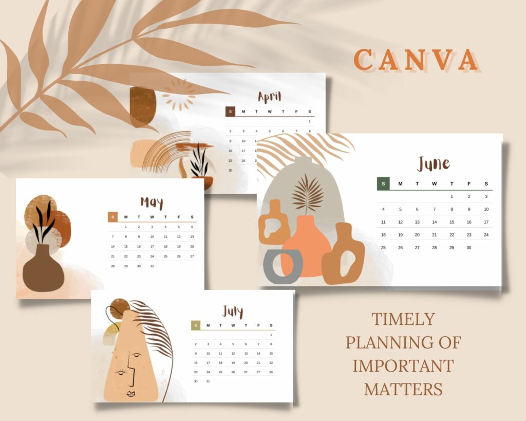A desktop calendar for 2023 with abstract boho elements - MasterBundles