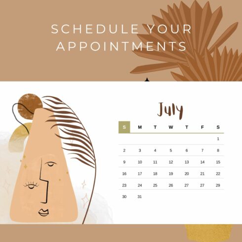 A desktop calendar for 2023 with abstract boho elements | MasterBundles