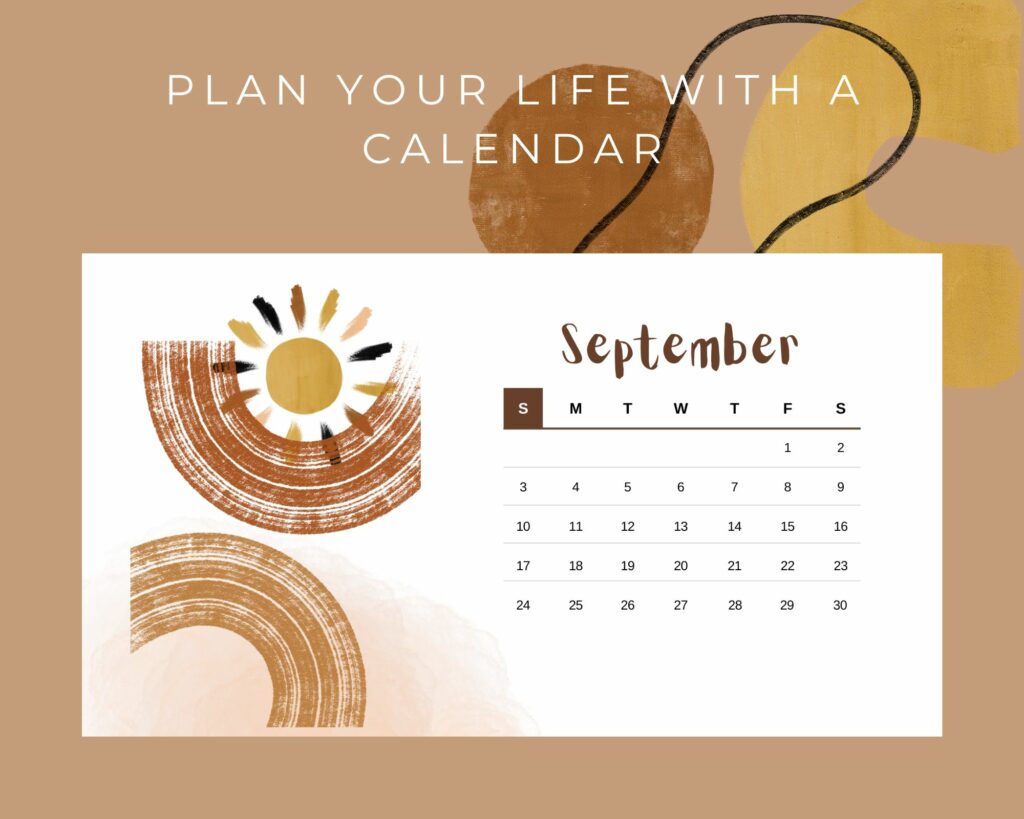 A desktop calendar for 2023 with abstract boho elements - MasterBundles