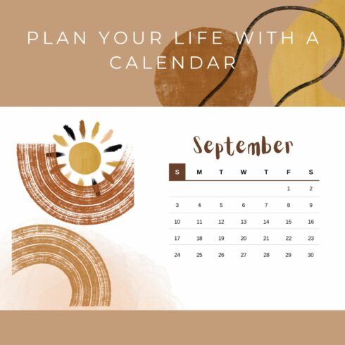 A desktop calendar for 2023 with abstract boho elements | MasterBundles