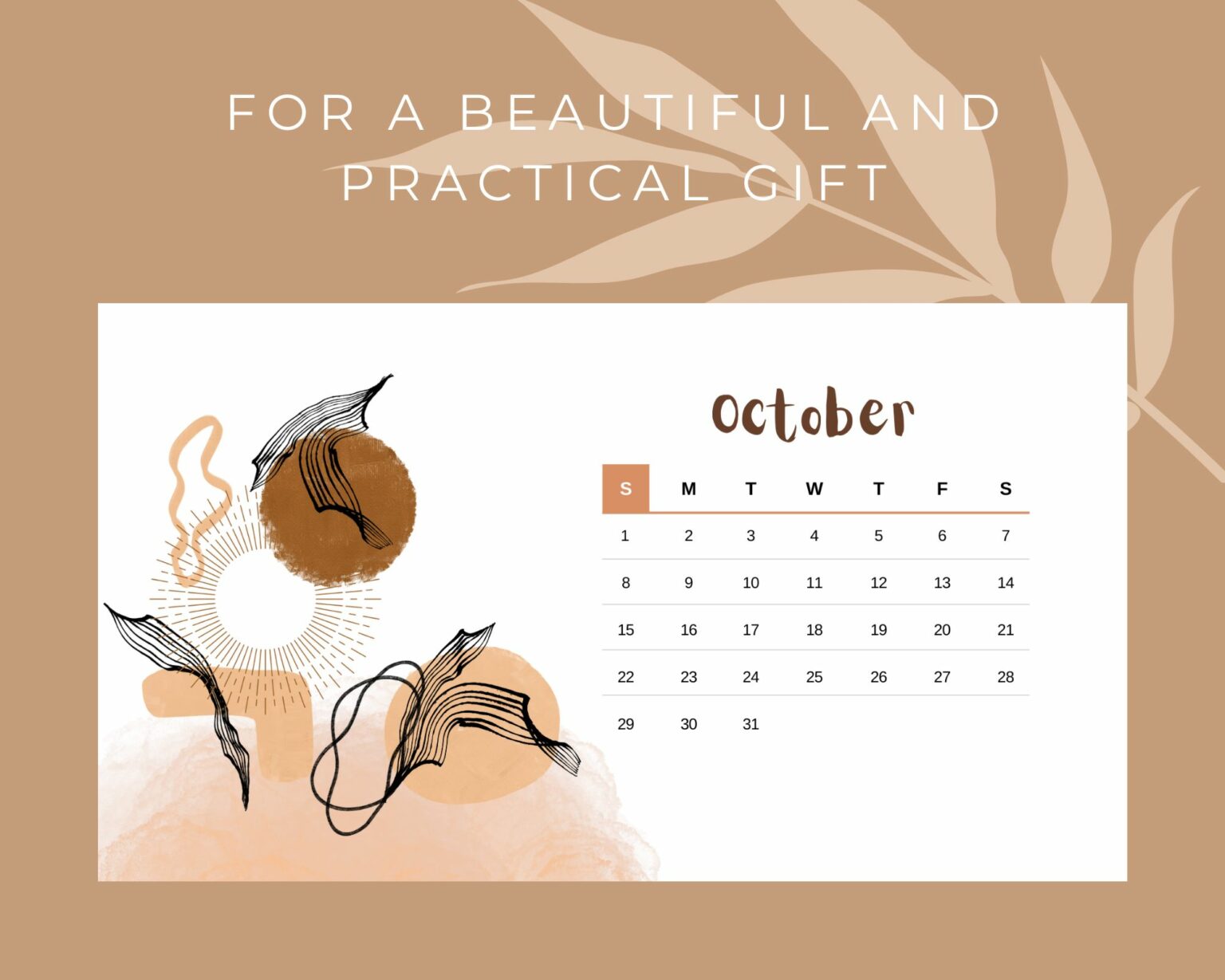 A desktop calendar for 2023 with abstract boho elements - MasterBundles