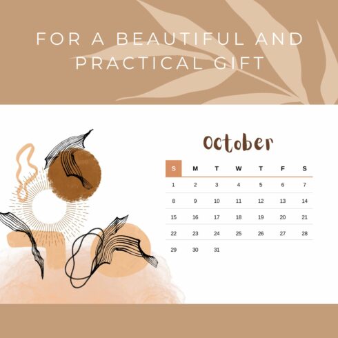 A desktop calendar for 2023 with abstract boho elements | MasterBundles