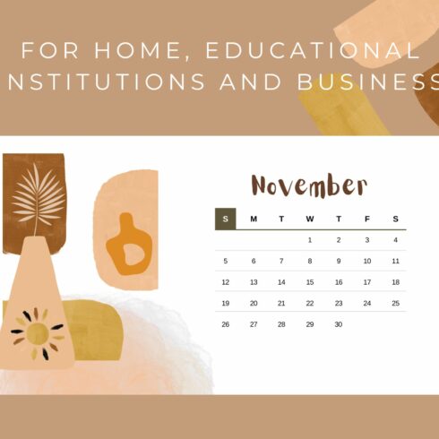 A desktop calendar for 2023 with abstract boho elements | MasterBundles