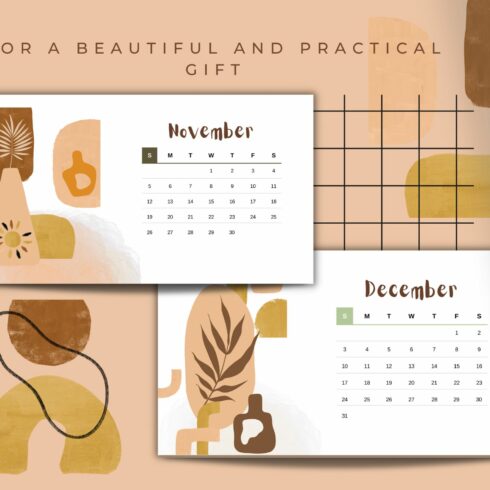 A desktop calendar for 2023 with abstract boho elements | MasterBundles