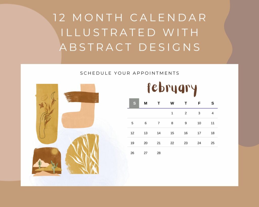 A desktop calendar for 2023 with abstract boho elements - MasterBundles