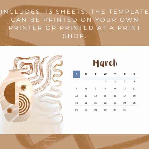 A desktop calendar for 2023 with abstract boho elements | MasterBundles