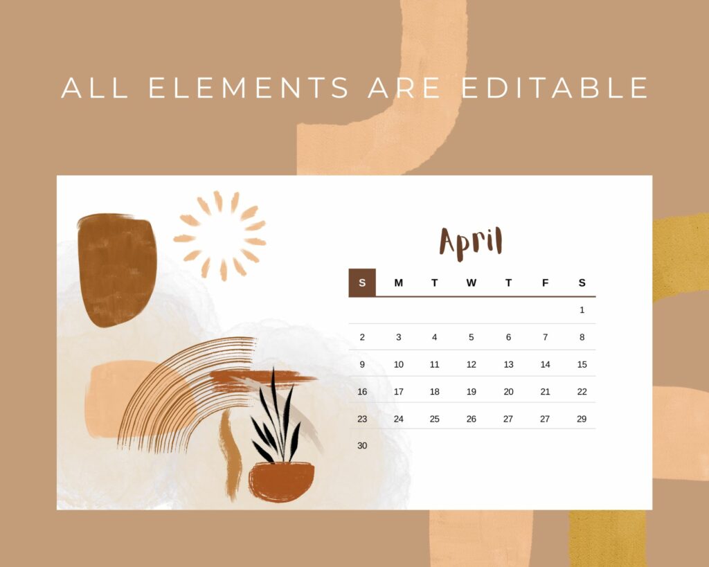A desktop calendar for 2023 with abstract boho elements - MasterBundles