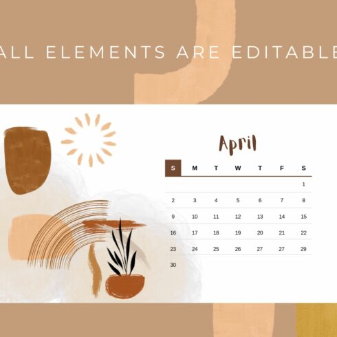 A desktop calendar for 2023 with abstract boho elements | MasterBundles