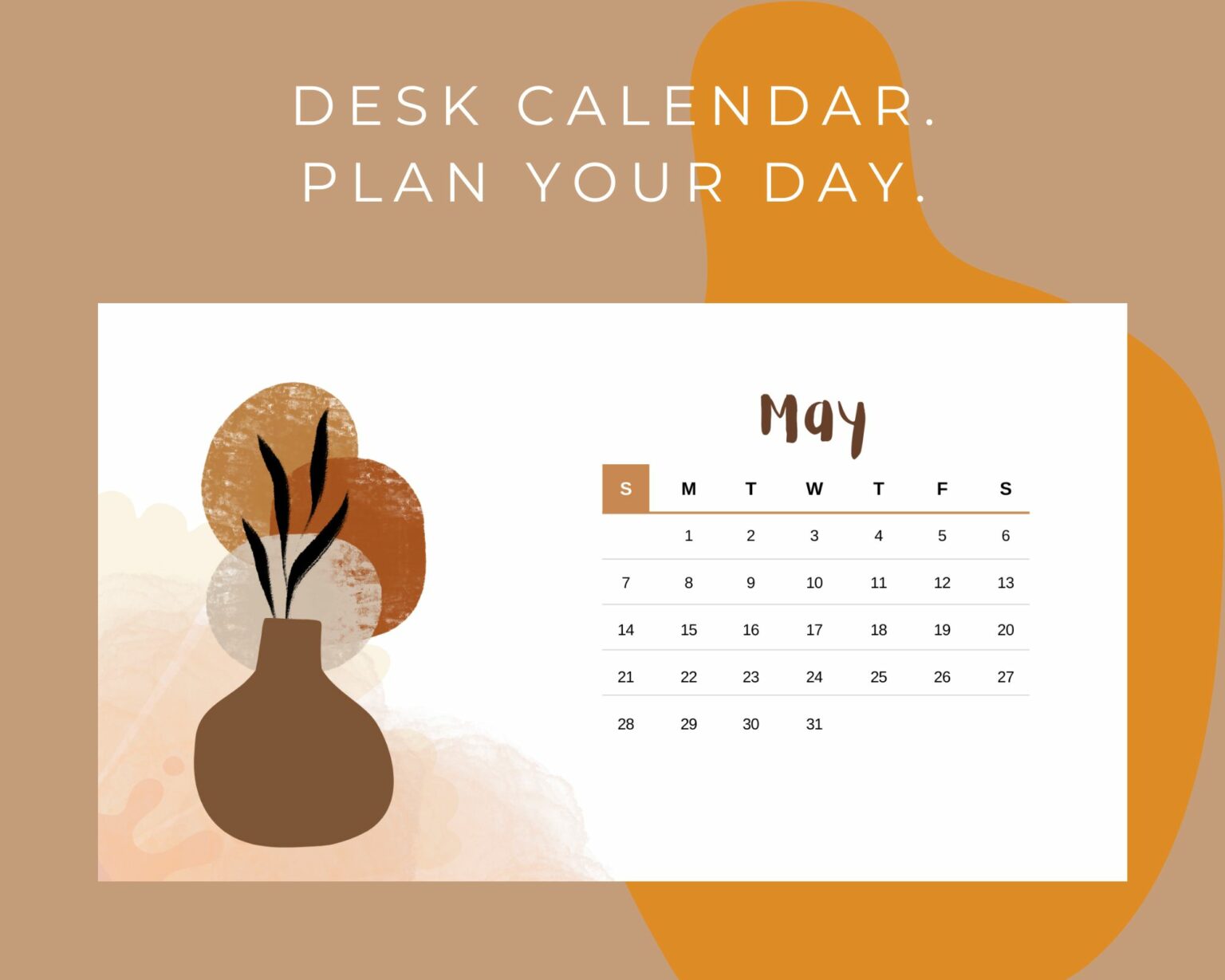 A desktop calendar for 2023 with abstract boho elements - MasterBundles