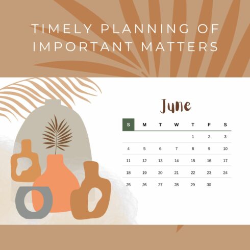 A desktop calendar for 2023 with abstract boho elements | MasterBundles