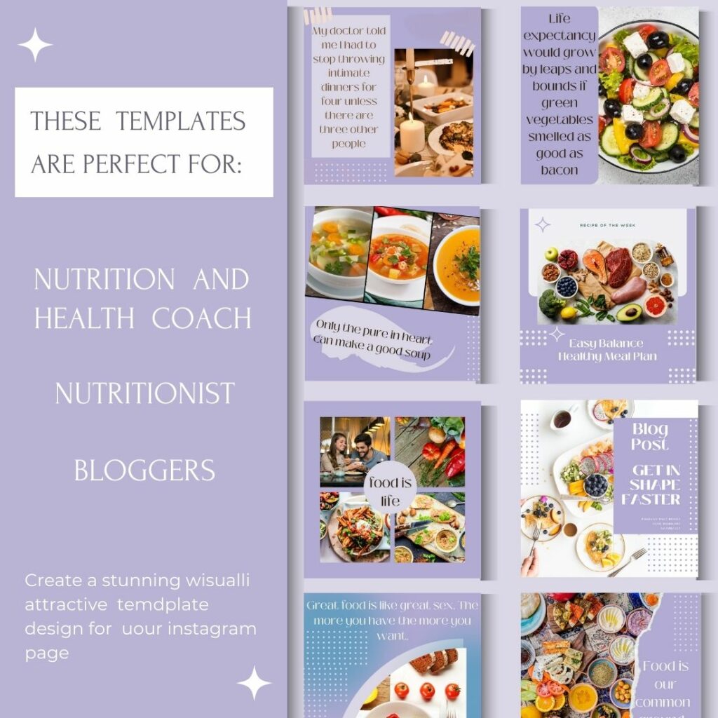 100 social media templates about nutrition, food and health - MasterBundles