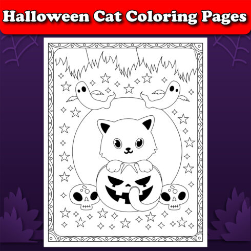 30 Halloween Cat Coloring Page for Kids - MasterBundles