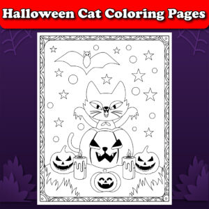 30 Halloween Cat Coloring Page for Kids | MasterBundles