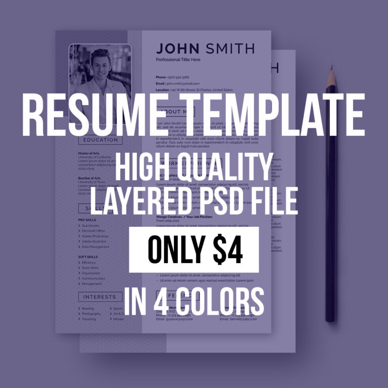 Resume & CV Template (in 4 Colors) – only $4 - MasterBundles