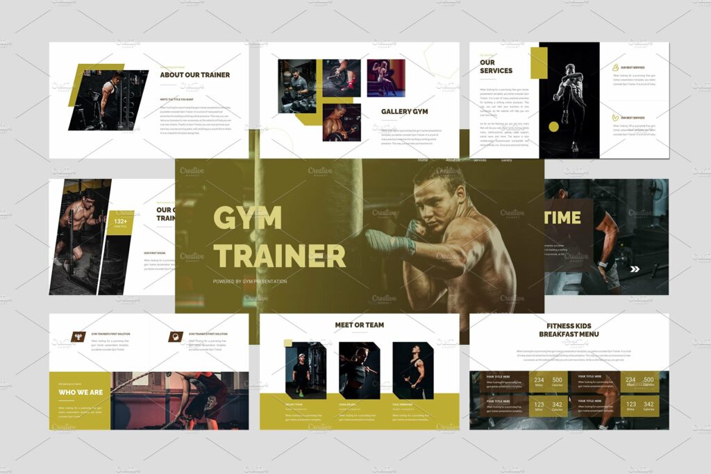 Gym Trainer Powerpoint Template – MasterBundles