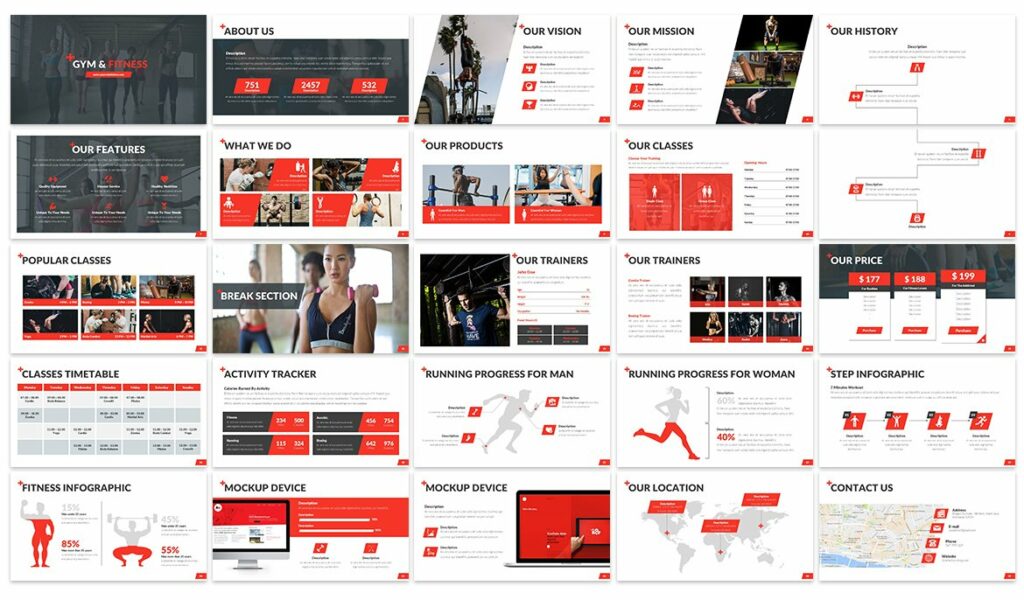Gym & Fitness - Powerpoint Template 1200 Slides – MasterBundles