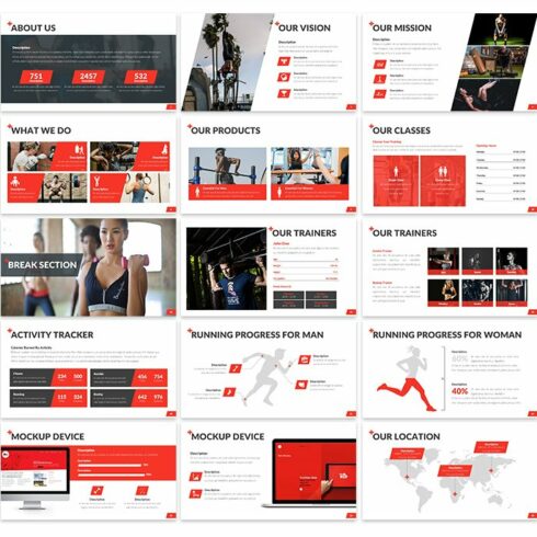 Gym & Fitness - Powerpoint Template 1200 Slides | Master Bundles