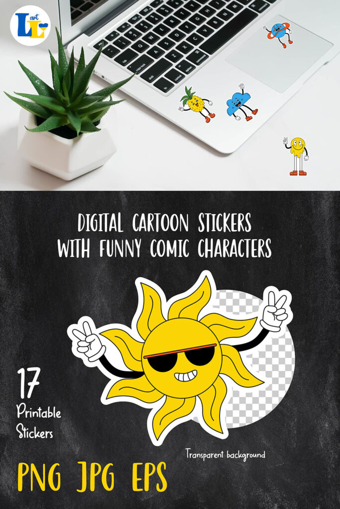 Funny characters digital stickers Bundle|Printable stickers - MasterBundles