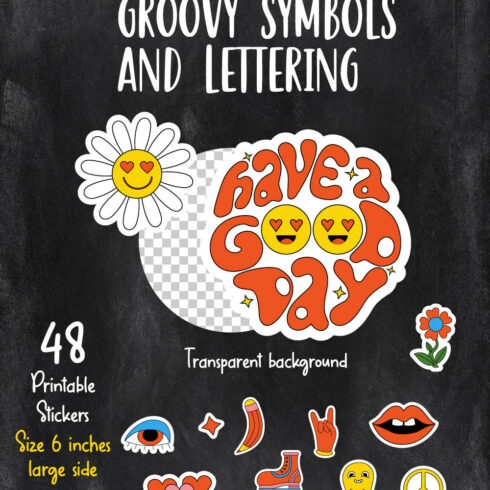 Retro Bundle funky hippy stickers|Printable digital sticker | MasterBundles