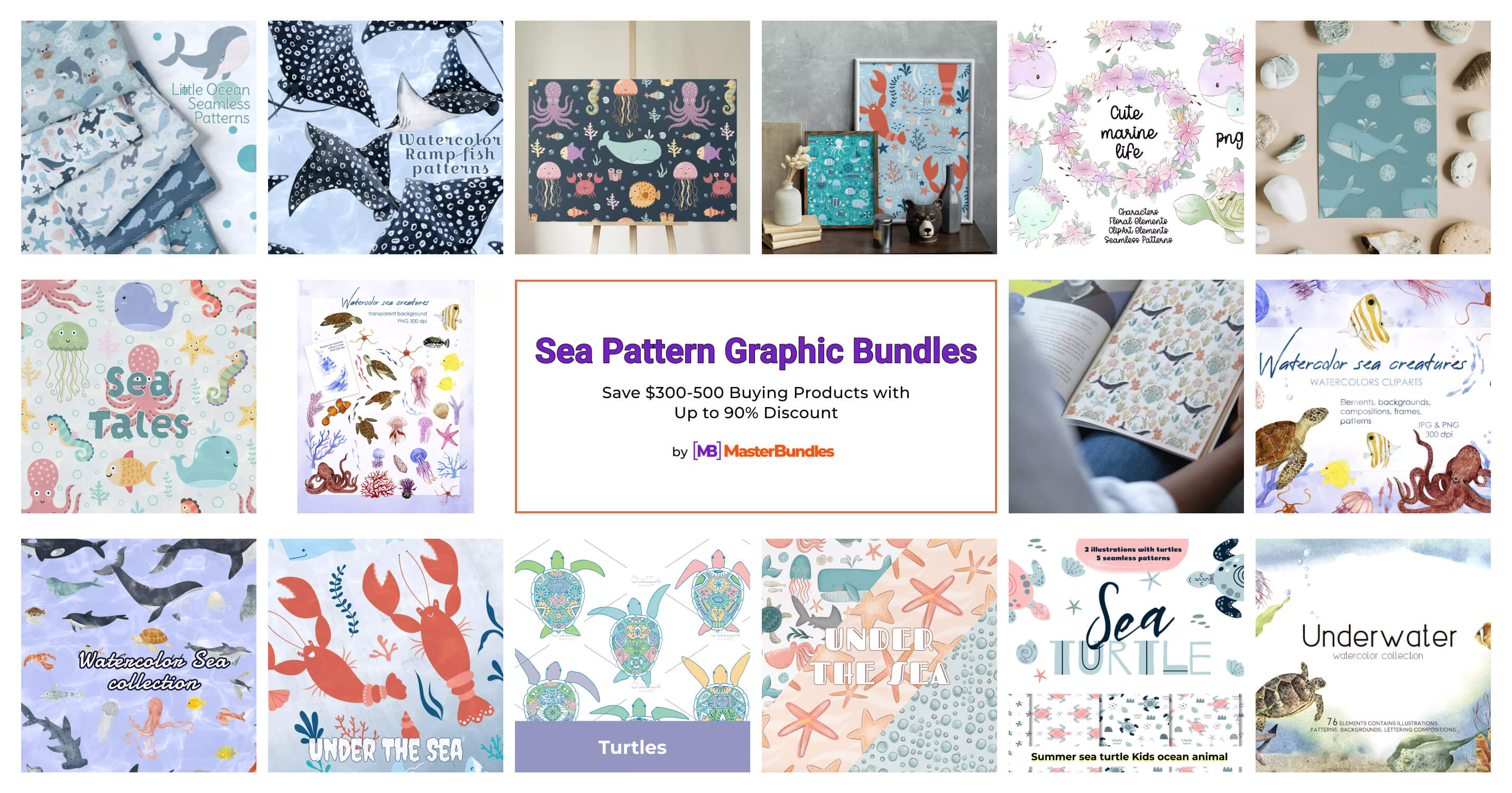 12+ Sea Pattern Graphic Bundles for 2024 - MasterBundles