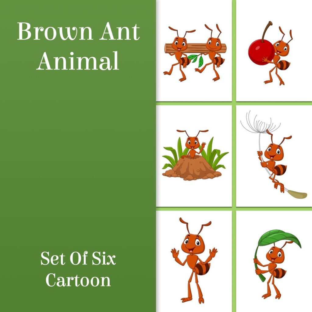 Set of Six Cartoon Brown Ant Animal – MasterBundles