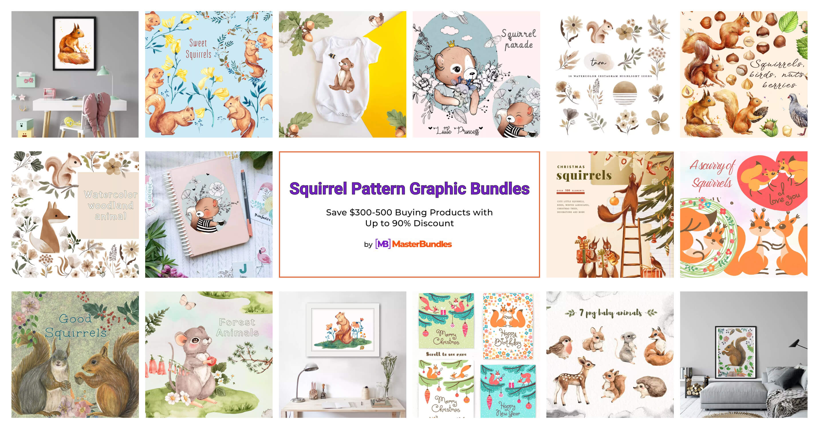 10+ Squirrel Pattern Graphic Bundles for 2025 - MasterBundles