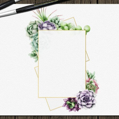 Succulent Geometric Frames Clip Art | Master Bundles