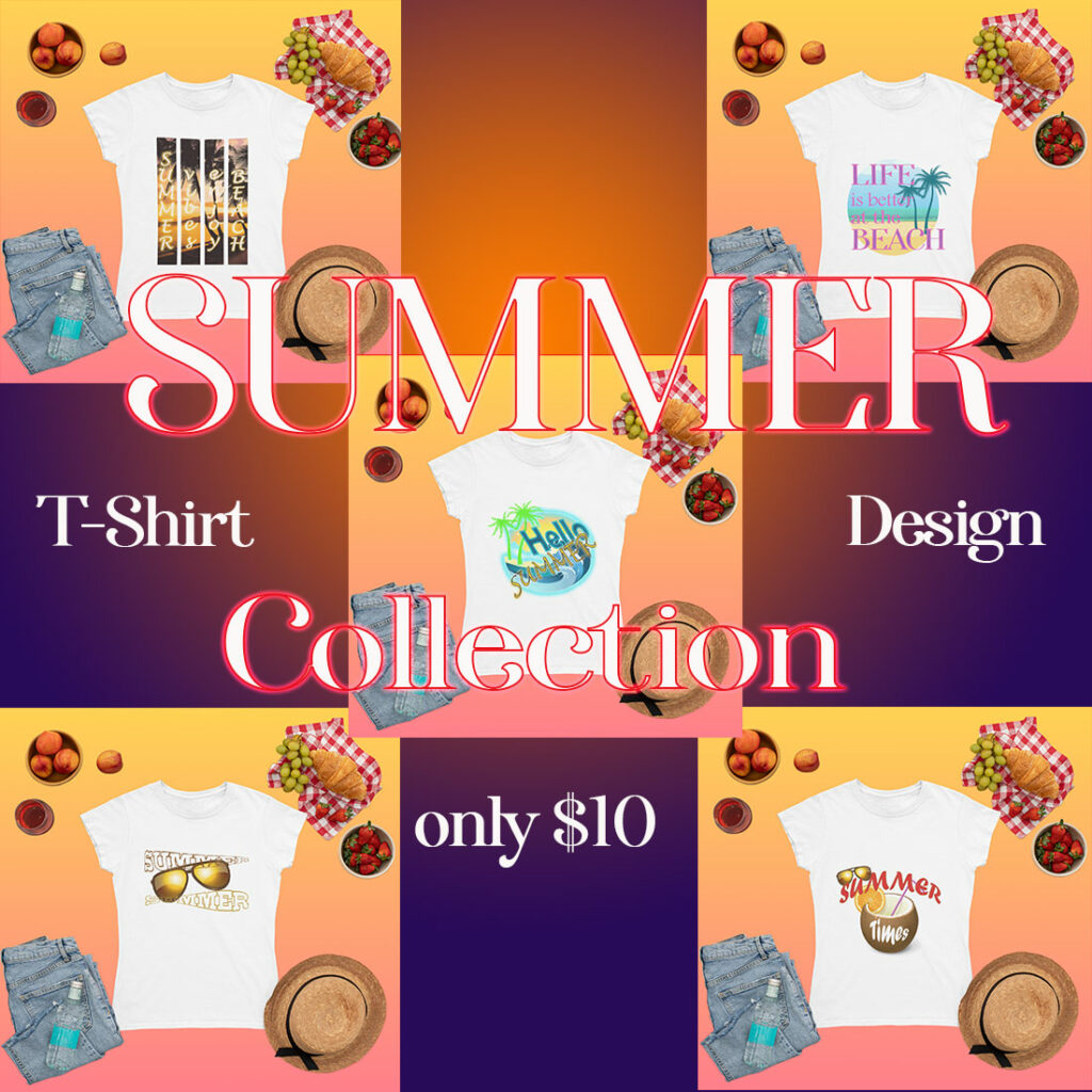 Summer Collection T-shirt Designs bundle-only $10 - MasterBundles