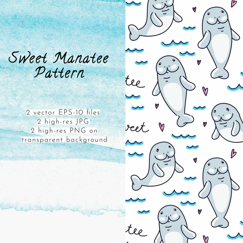 Sweet Manatee Pattern – MasterBundles