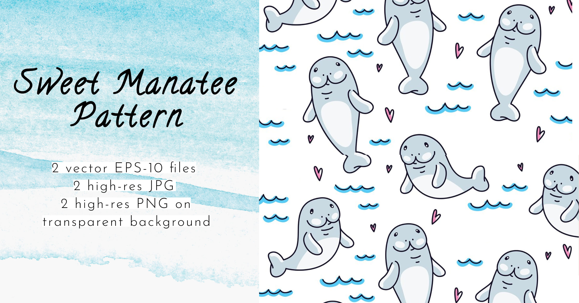 Sweet Manatee Pattern – MasterBundles
