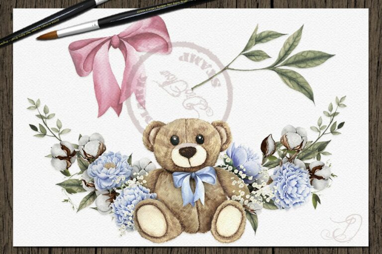 Teddy Watercolor Illustration – MasterBundles