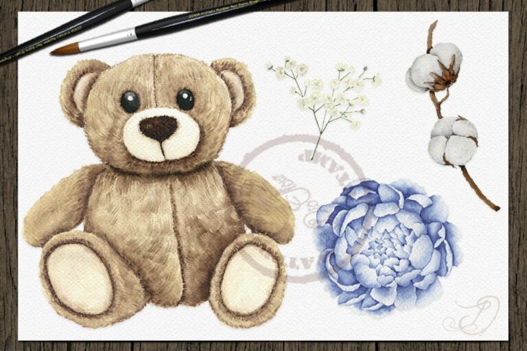 Teddy Watercolor Illustration – MasterBundles