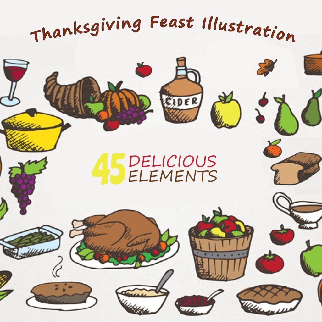 Thanksgiving Feast Illustration Pack – MasterBundles