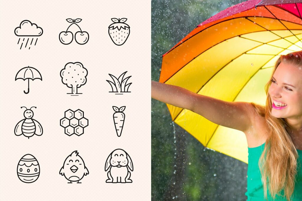 Four Seasons Outline Icons BUNDLE | Master Bundles