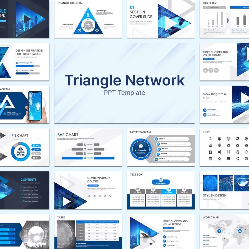 Triangle Network PPT Template – MasterBundles
